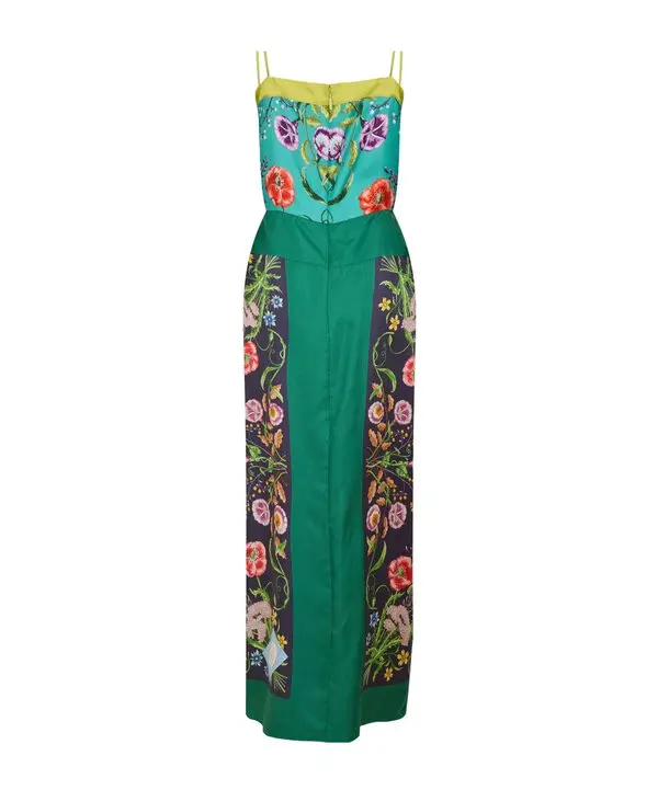 Gucci Colorblock Floralprint Slip Maxi Dress