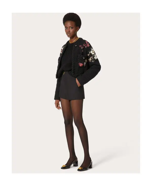 Valentino Garavani Crepe Couture V Gold Shorts