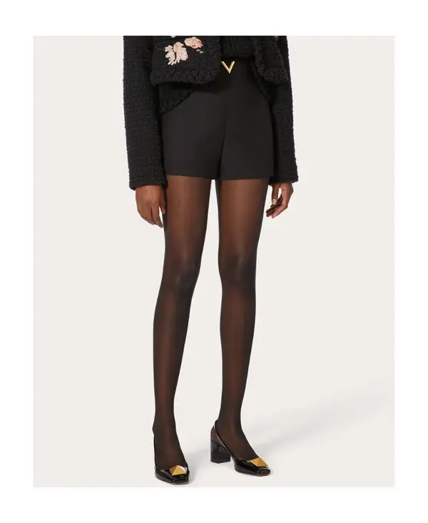 Valentino Garavani Crepe Couture V Gold Shorts