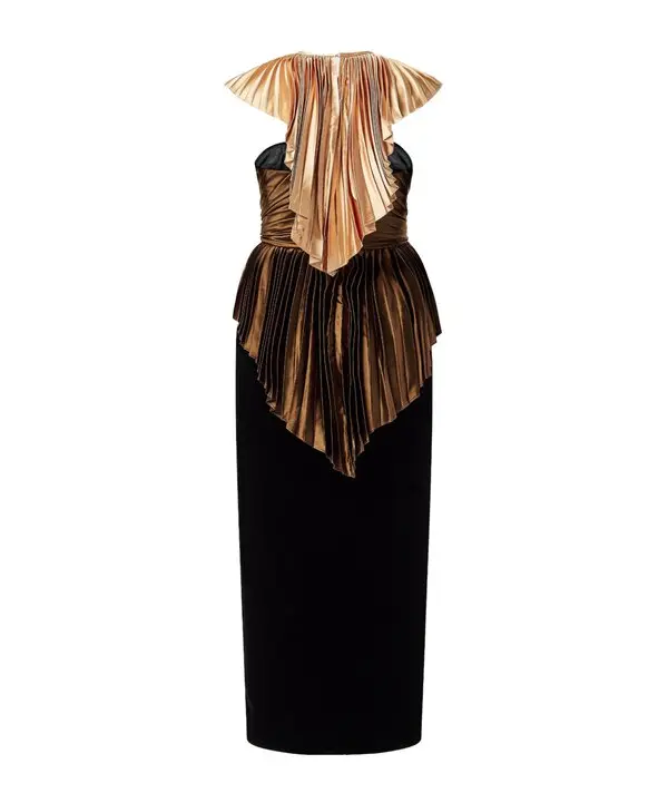 Gucci Colorblock Pleated Sleeveless Midi Gown
