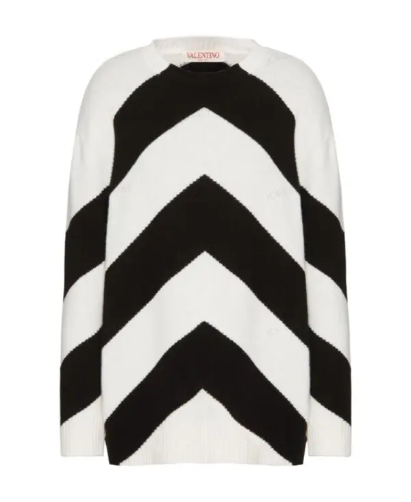 Valentino Garavani Chevron-knitted Crewneck Jumper