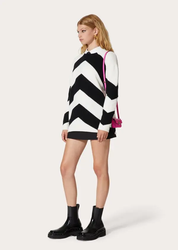 Valentino Garavani Chevron-knitted Crewneck Jumper