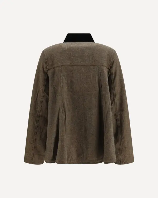 GANNI Velvet-trim Neppy Denim Jacket
