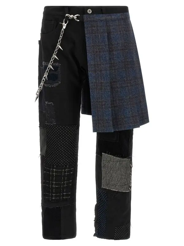 Junya Watanabe Patchwork Kilt Detail Jeans