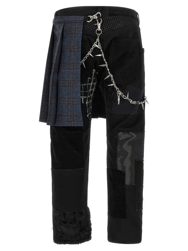 Junya Watanabe Patchwork Kilt Detail Jeans