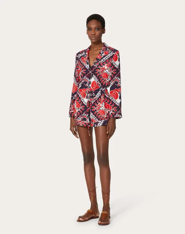 Valentino Garavani Graphic-print Silk Playsuit