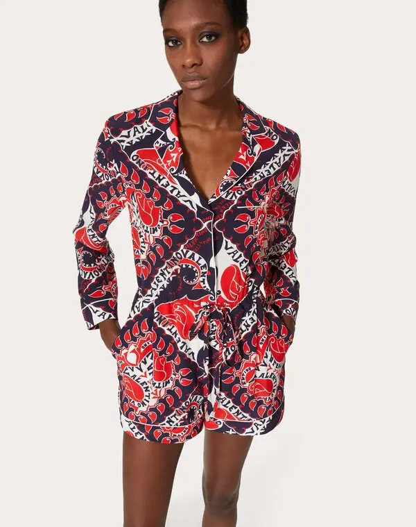 Valentino Garavani Graphic-print Silk Playsuit