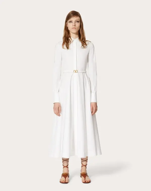 Valentino Garavani Belted Long-sleeved Midi Dress