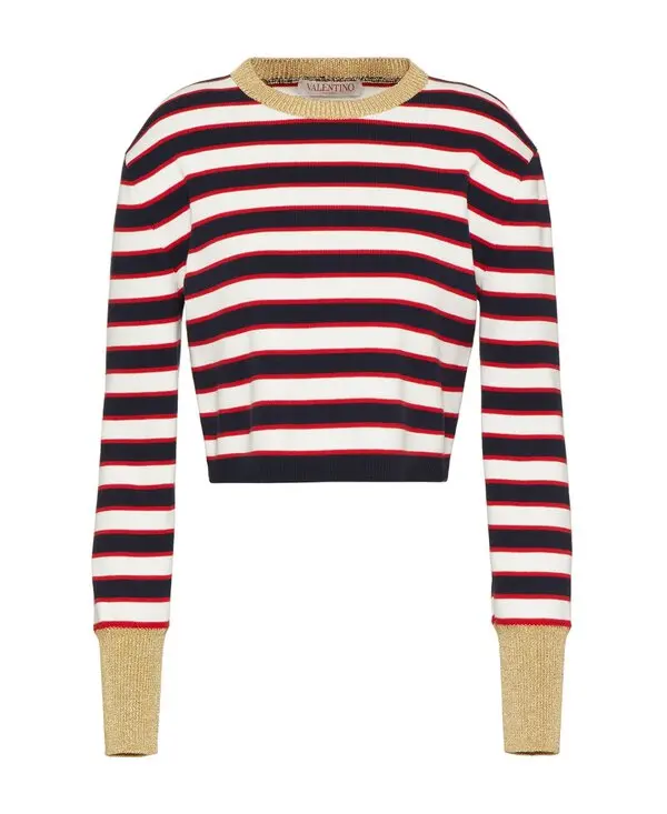 Valentino Garavani Striped Cotton Jumper - Black