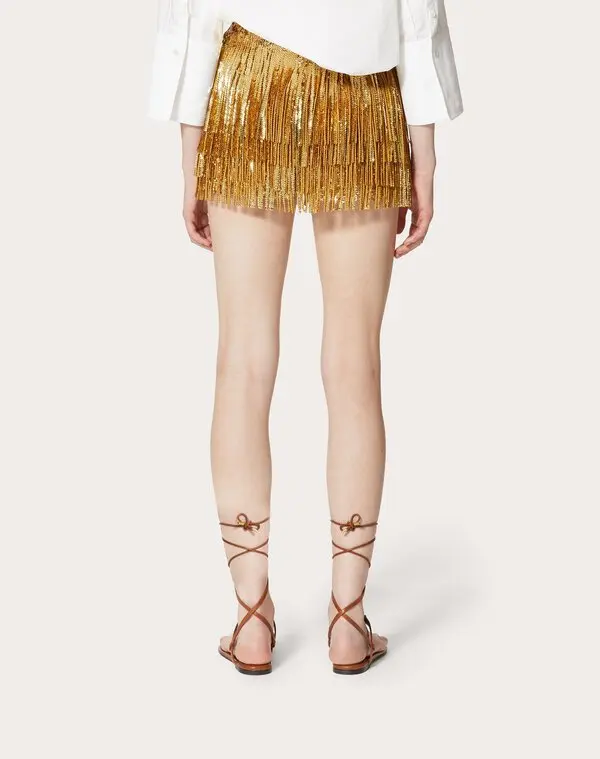 Valentino Garavani Sequin Embellished Fringed Mini Skirt