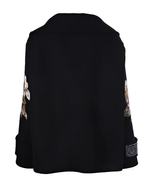Valentino Garavani Floral Embroidered Patch Sleeve Coat