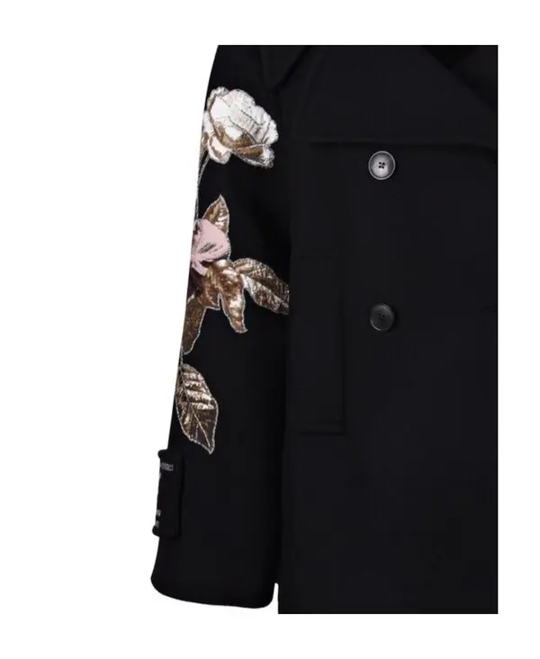 Valentino Garavani Floral Embroidered Patch Sleeve Coat