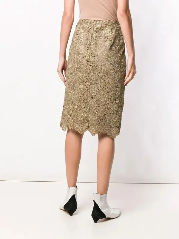 Valentino Garavani Floral Embroidered Mesh Skirt
