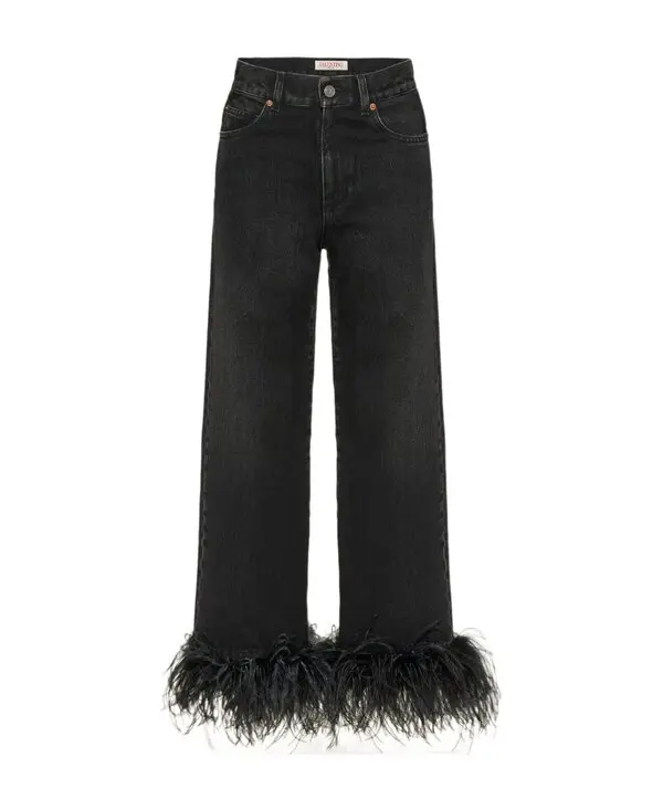 Valentino Garavani Logo Patch Straight Leg Jeans