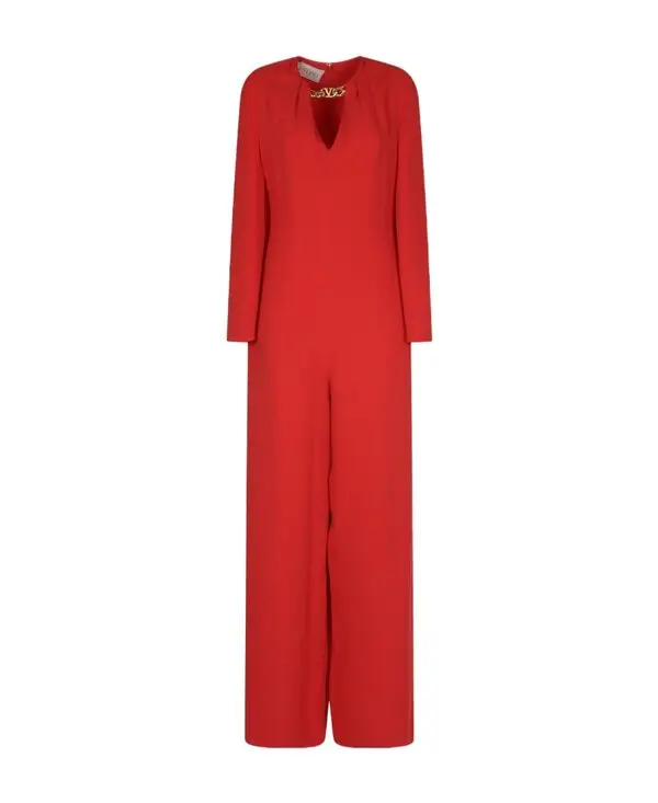 Valentino Garavani Vlogo Silk Jumpsuit - Red