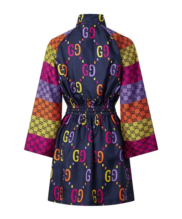Gucci Multicolor Monogramprint Standcollar Mini Dress