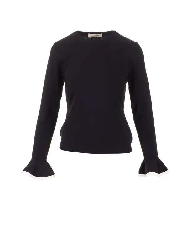Valentino Garavani Frill Sleeve Jumper - Black
