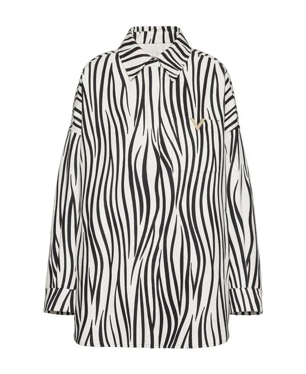 Valentino Garavani Faille Overshirt With Zebra 1966 Print - White