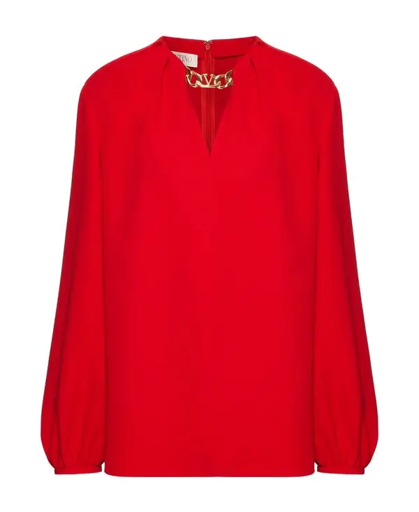 Valentino Garavani Cady Couture Vlogo Chain Top - Red