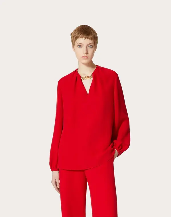 Valentino Garavani Cady Couture Vlogo Chain Top