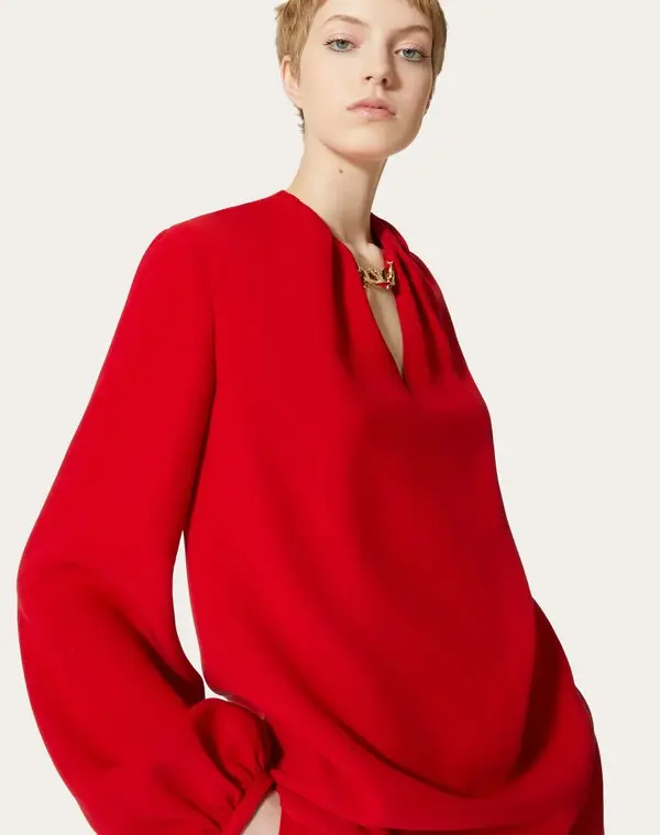 Valentino Garavani Cady Couture Vlogo Chain Top