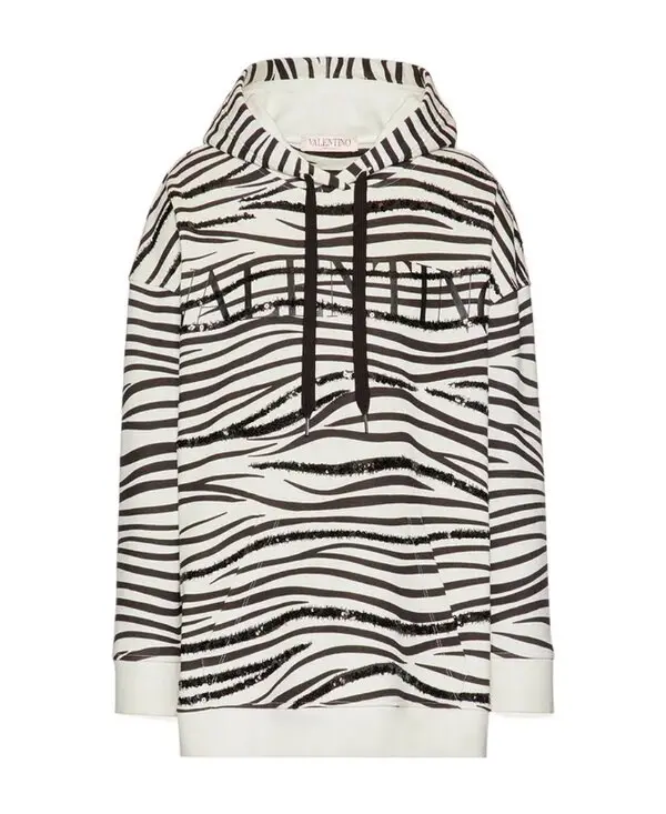 Valentino Garavani Zebra Print Sequin-embellished Hoodie