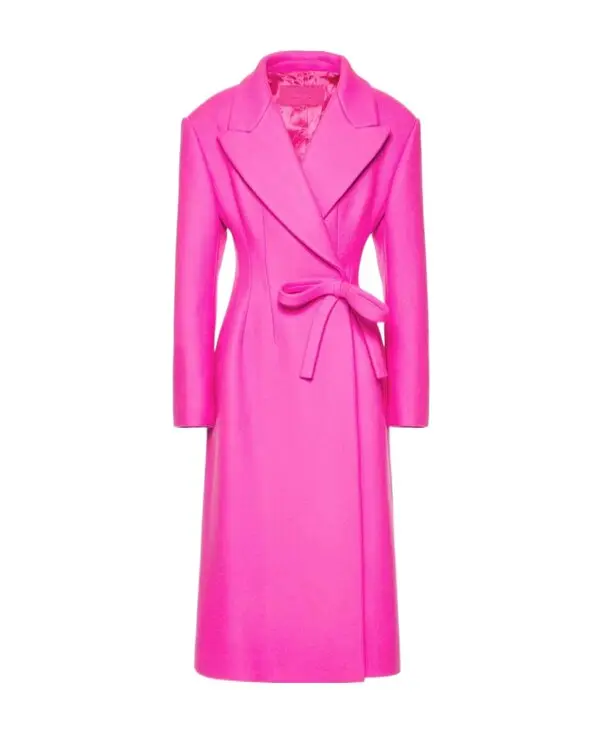 Valentino Garavani Bow Detailed Long-sleeved Coat - Pink