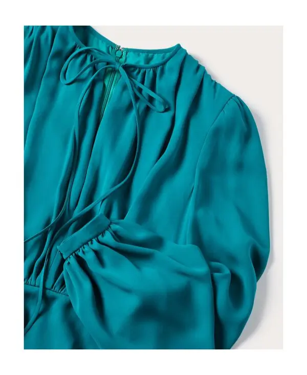 Valentino Garavani Puff-sleeve Silk Dress