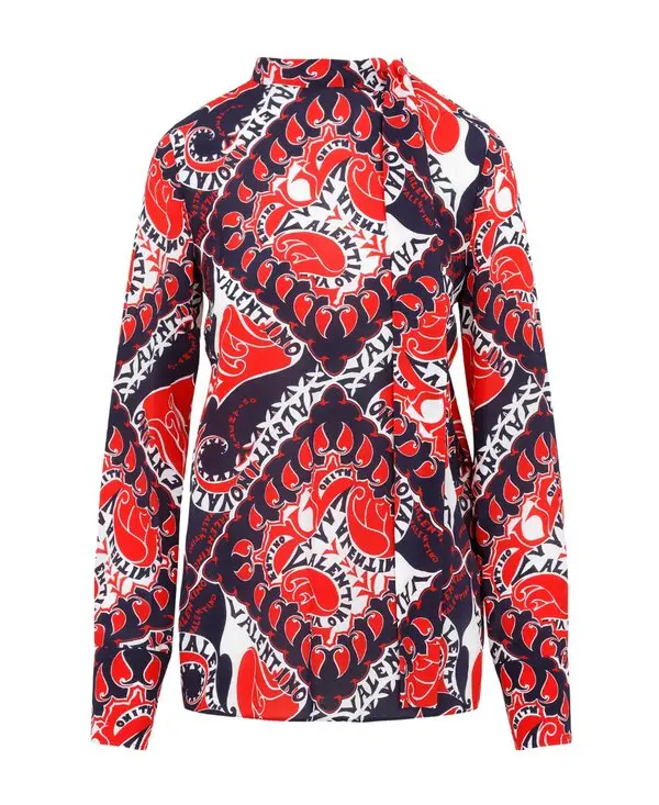 Valentino Garavani All-over Graphic-print Blouse - Black