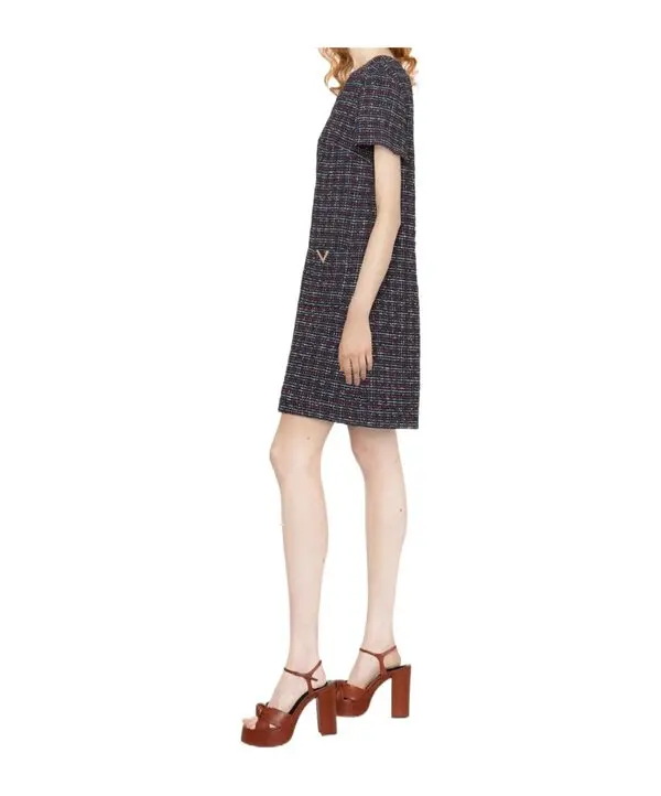 Valentino Garavani Tweed Short-sleeve Mini Dress