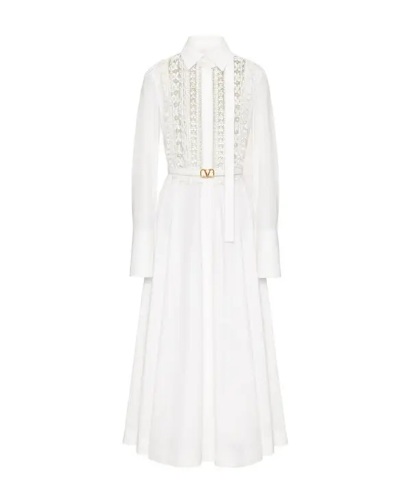 Valentino Garavani Floral-lace Detail Shirt Dress - White