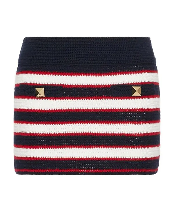 Valentino Garavani Striped Knitted Skirt - Black