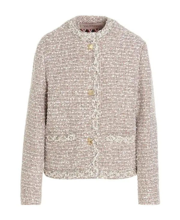 Valentino Garavani Single-breasted Tweed Jacket - Nude