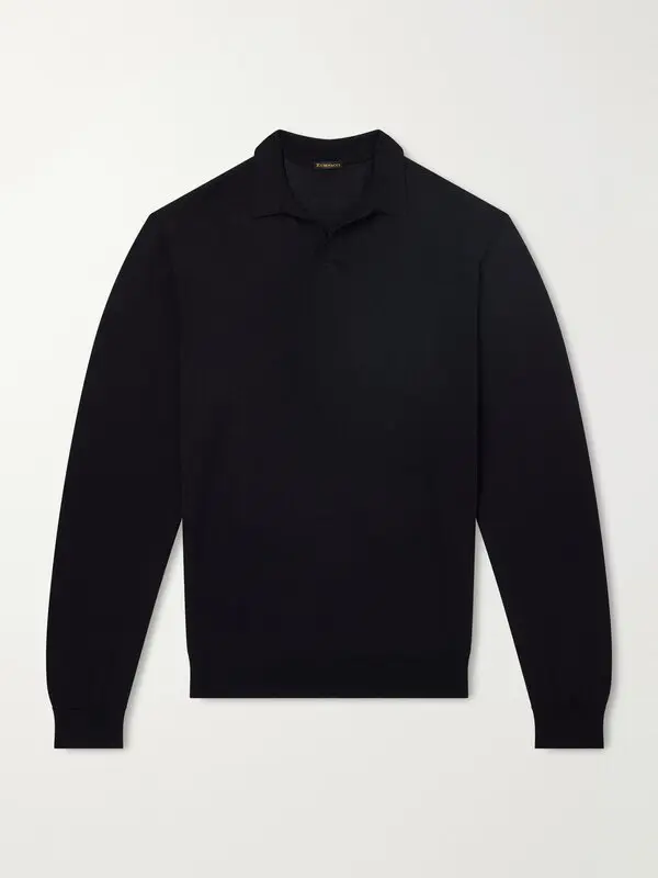 Rubinacci Sea Island Cotton Polo Shirt - Black
