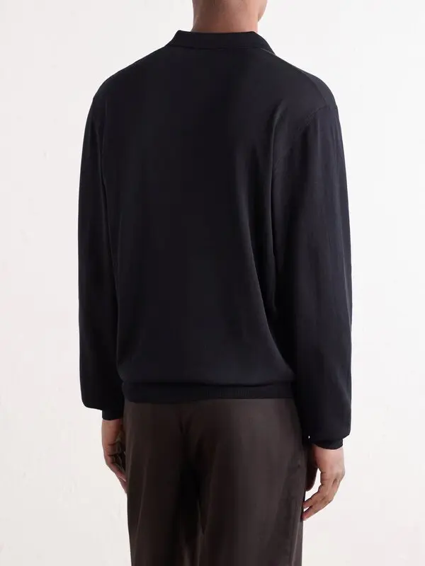 Rubinacci Sea Island Cotton Polo Shirt - Black