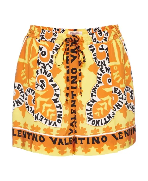 Valentino Garavani Logo-print Silk Shorts - Multicolor