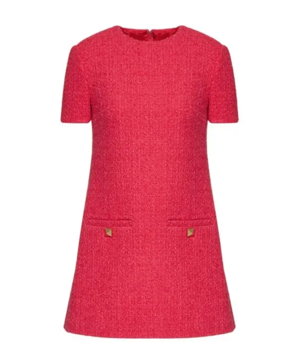 Valentino Garavani Roman Stud Tweed Mini Dress - Red