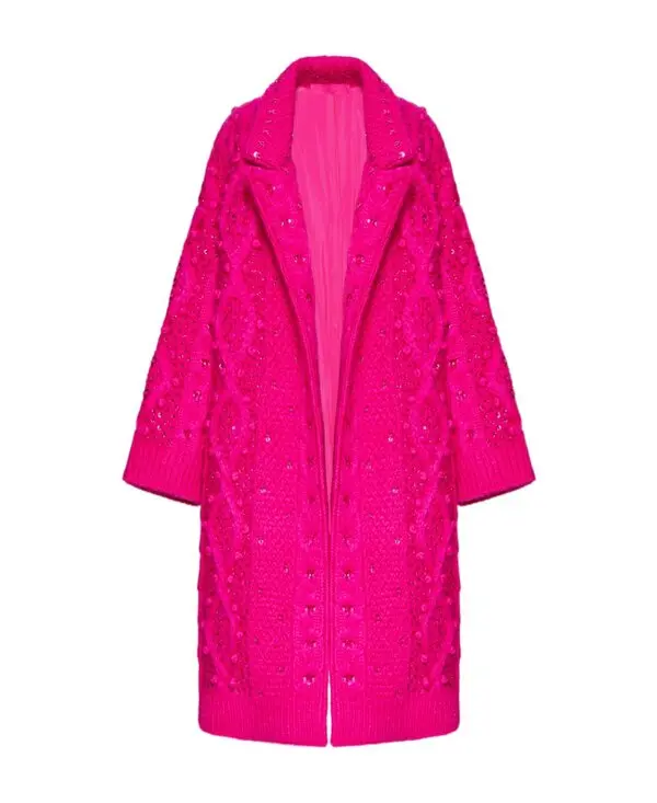 Valentino Garavani Embroidered Mohair Wool Coat - Pink