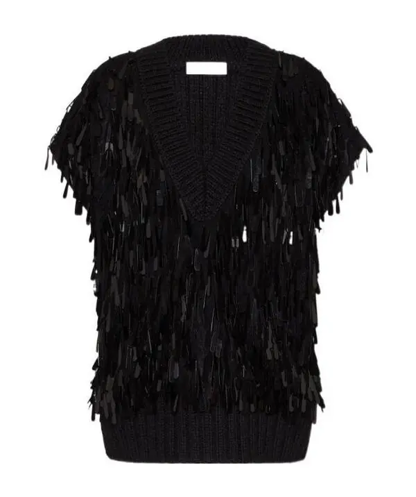Valentino Garavani Sequined Knitted Top - Black