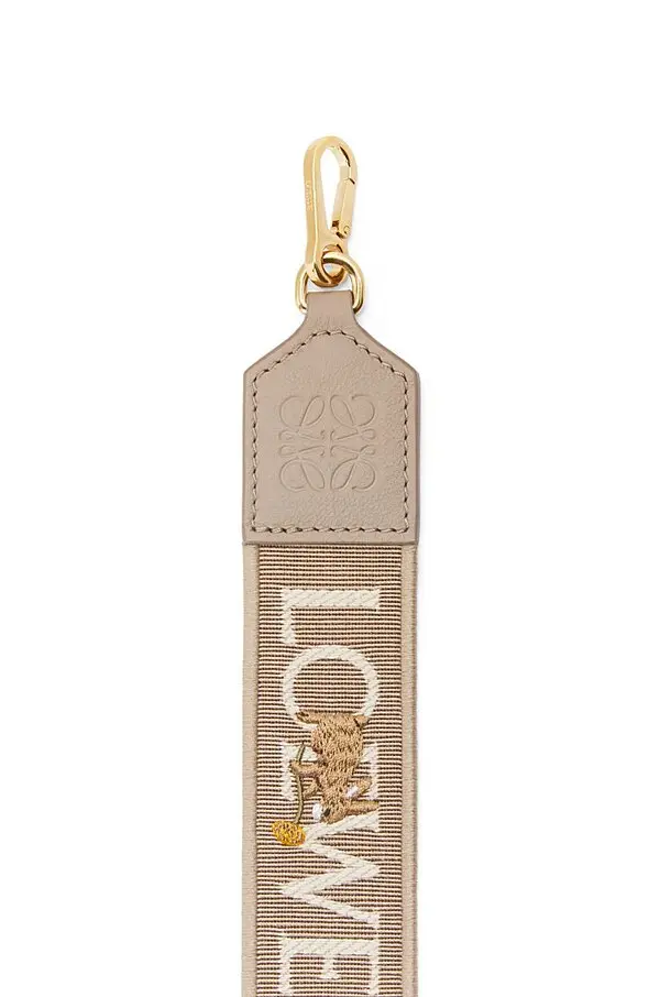 Loewe Bunny Anagram Strap In Jacquard And Calfskin - Sand