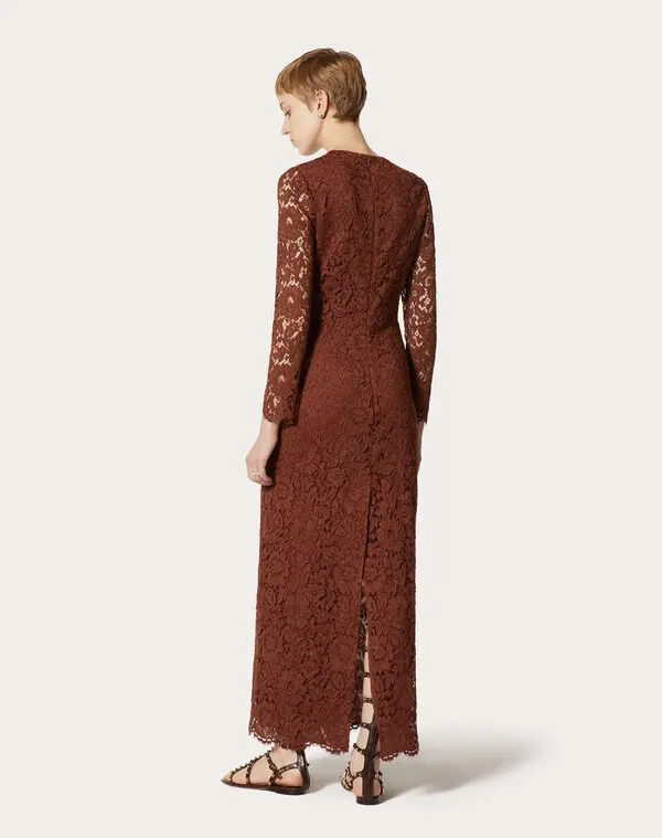 Valentino Garavani Floral-lace Long-sleeve Long Dress