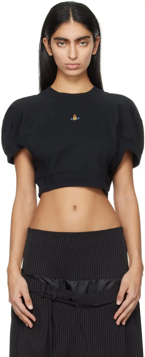 VIVIENNE WESTWOOD Logo-embroidered Cropped T-shirt