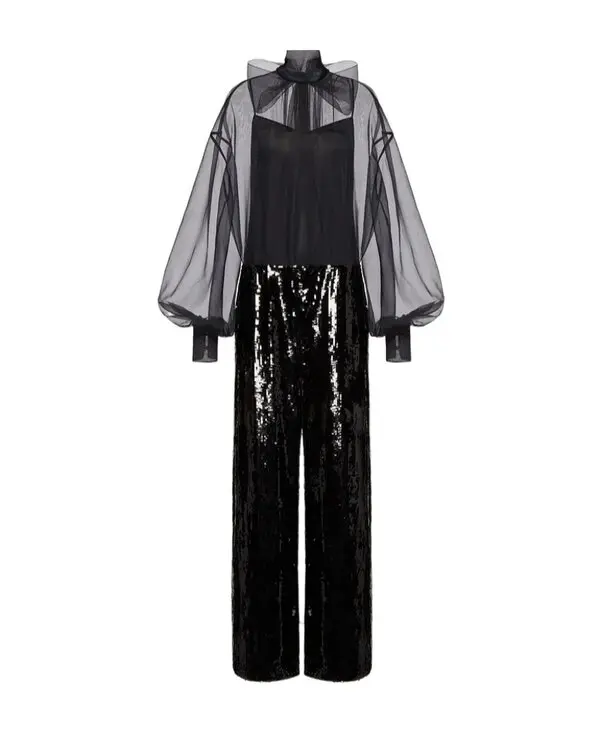 Valentino Garavani Bow-trimmed Long-sleeved Jumpsuit