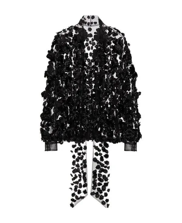 Valentino Garavani Flower Embroidered Long-sleeved Blouse