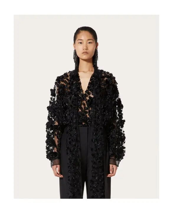 Valentino Garavani Flower Embroidered Long-sleeved Blouse