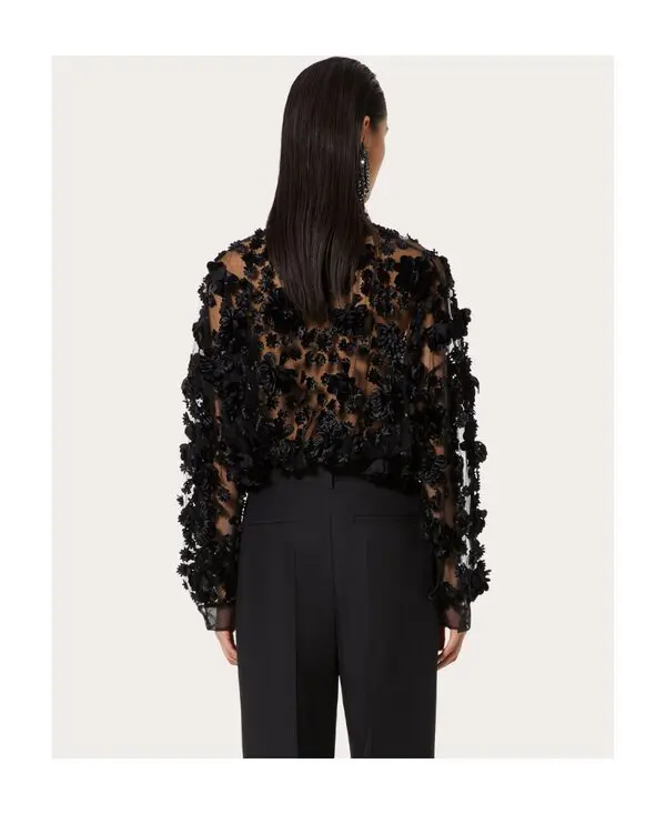 Valentino Garavani Flower Embroidered Long-sleeved Blouse