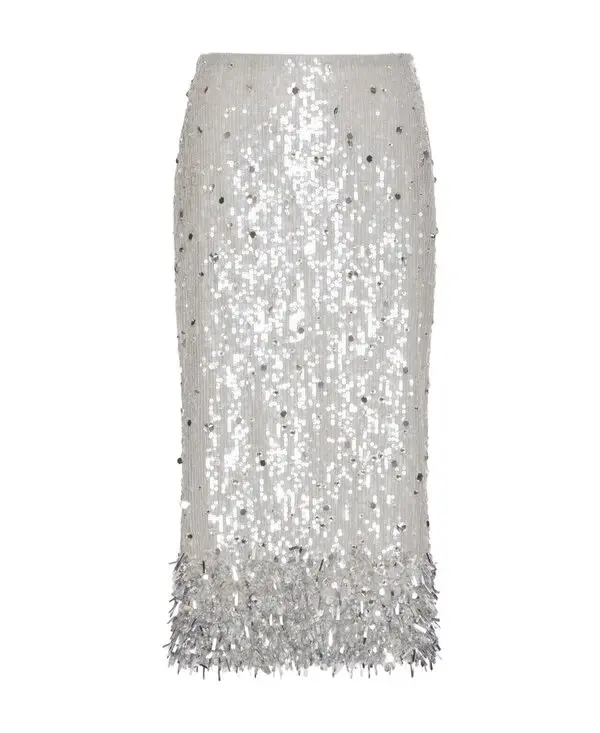 Valentino Garavani Tulle Illusione Embroidered Skirt - Gray