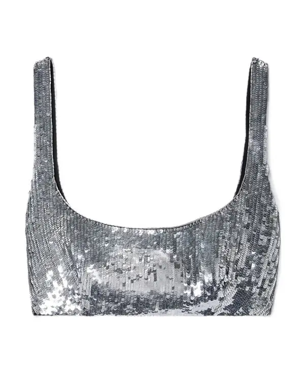 Valentino Garavani Sequin-embellished Bralette Top - Gray