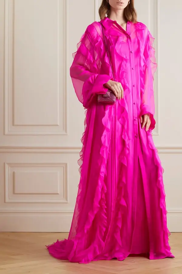 Valentino Garavani Ruffled Silk Chiffon Dress Dress