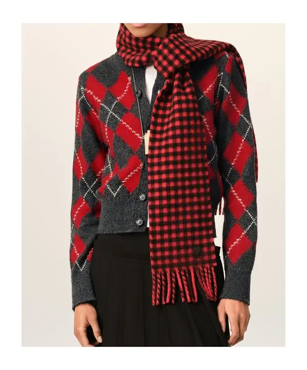 AMI Paris Argyle Printed Cardigan
